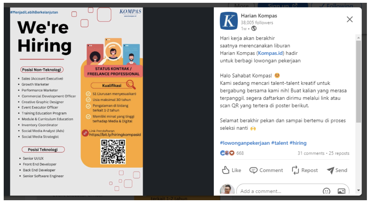 Contoh Postingan Lowongan Kerja Terbaik Menggunakan Media Sosial - Top ...